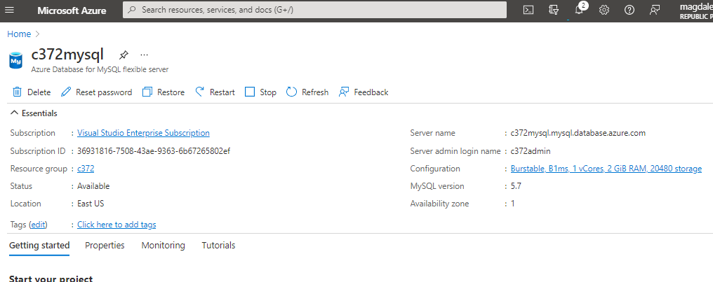 Deploying a Spring application to Azure Cloud