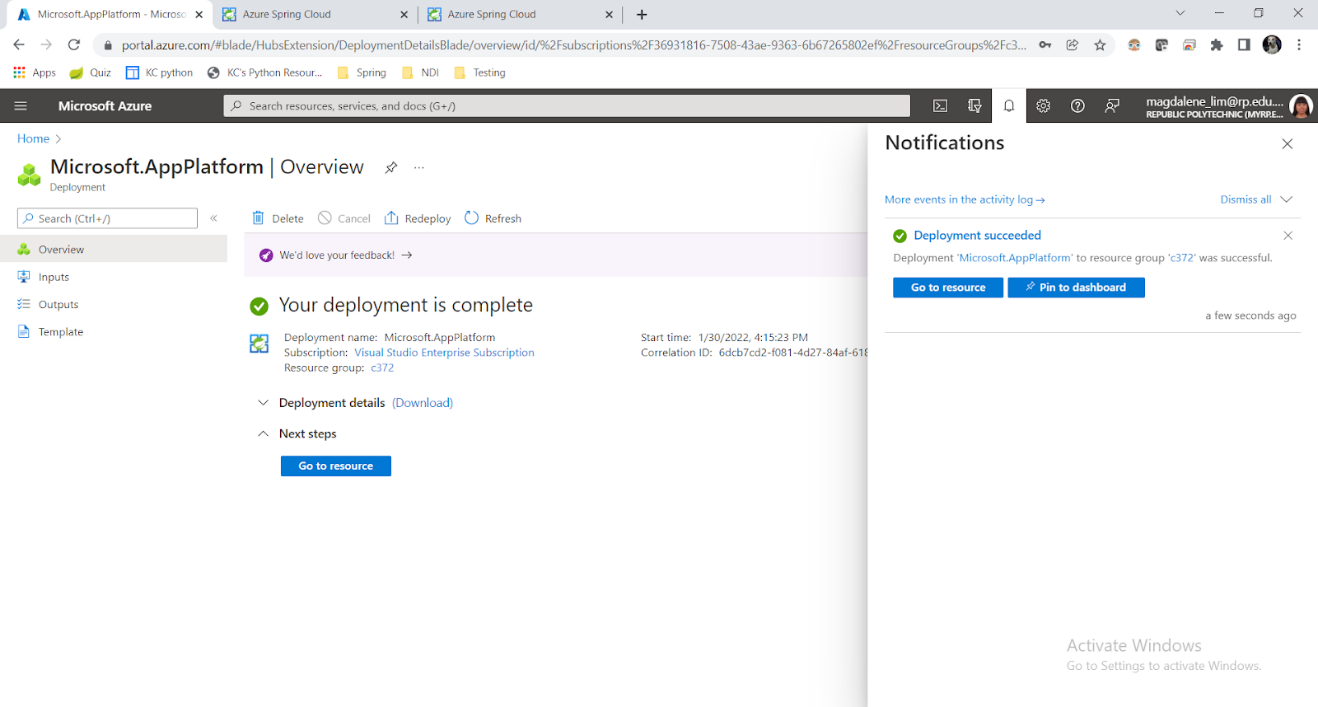 Deploying a Spring application to Azure Cloud
