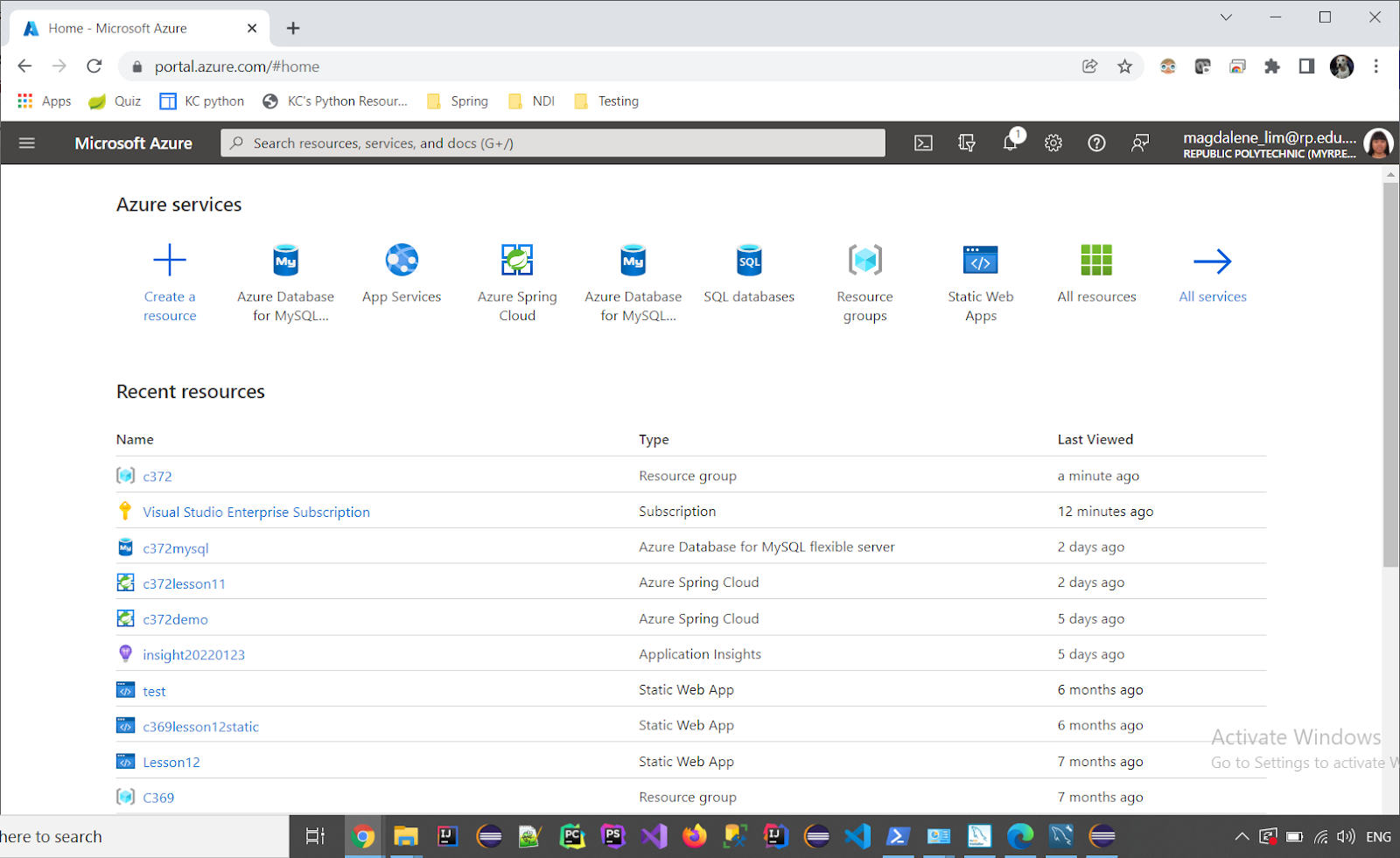 Deploying a Spring application to Azure Cloud